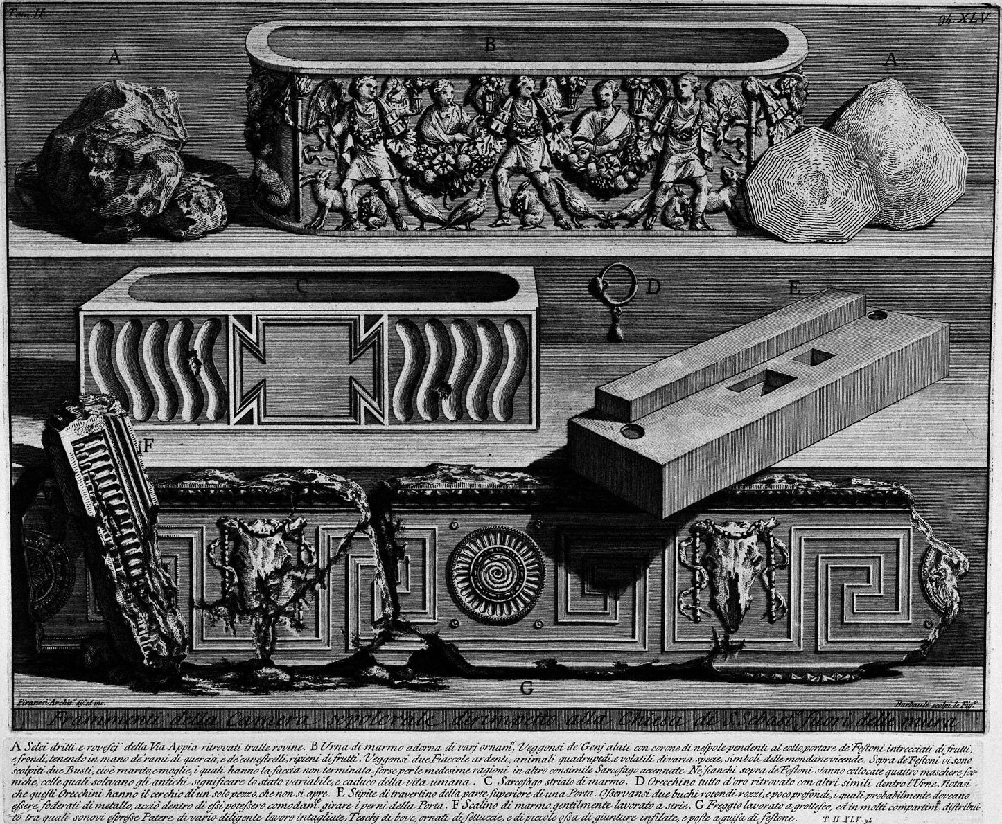 Fragments of the sepulchral chamber opposite the Church of S ...